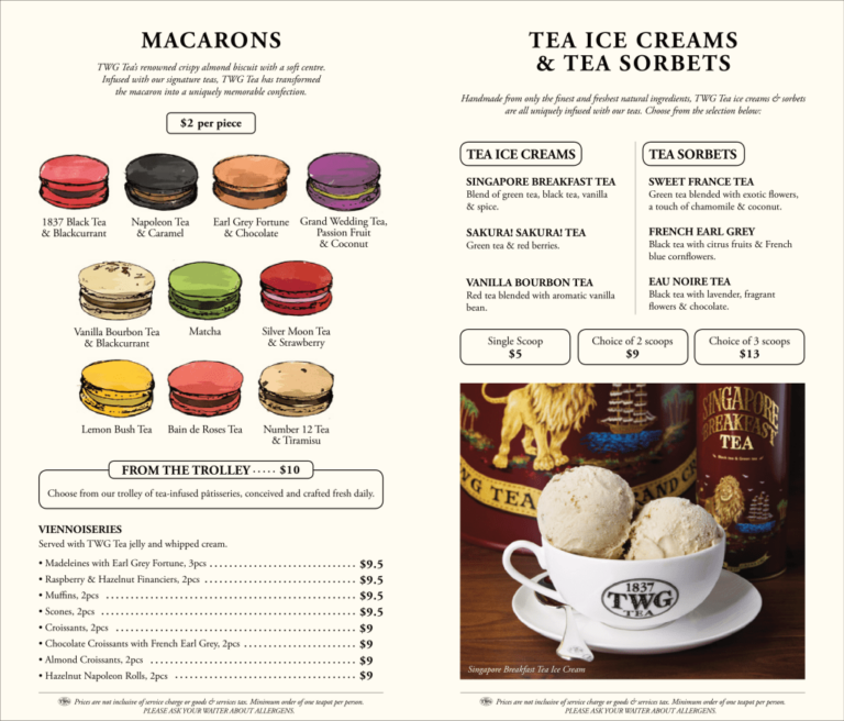 TWG MENU SINGAPORE & UPDATED PRICES 2025