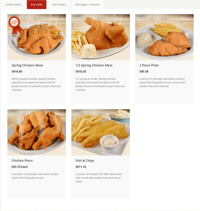 ARNOLD’S FRIED CHICKEN MENU SINGAPORE & UPDATED PRICES 2025